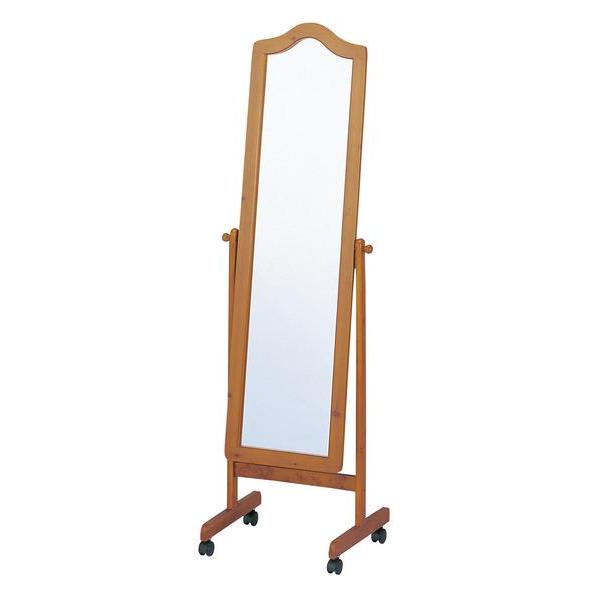 木製フレームの全身用スタンドミラーです！木枠があたたかみを醸すスタンドミラーです。鏡は飛散防止加工を施してあります。キャスター付きですので移動も楽です。商品番号KP-121お客様組立の商品（新品）サイズ本体：幅495×奥行395×高さ151...