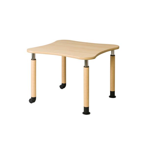 天板に抗ウイルスメラミン化粧板を使用した昇降式テーブルです。車椅子利用者の食事介助しやすいテーブル形状になっています。商品番号KVWLT-K9090組立状態お客様組立の商品（新品）カラーナチュラルサイズ外寸：幅900×奥行900×高さ600...