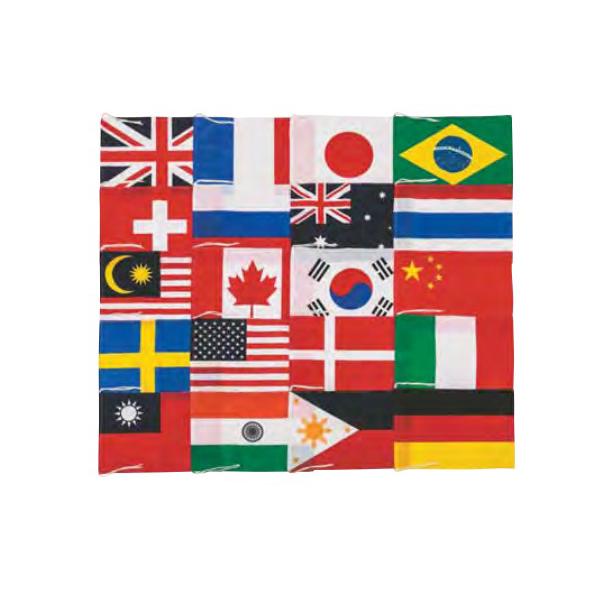 運動会や体育祭の会場の装飾に最適！耐久性・耐磨耗性に優れ、吸湿性が低く、雨に濡れても乾きが早いテトロン製です。全20ヵ国の国旗のセットです。教育施設やスポーツ施設で活躍します。商品番号LS-S-0592完成品（新品）付属品取付ヒモサイズ縦2...