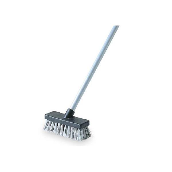 効率よく床洗浄ができるデッキブラシ！ホースを柄にセットする事ができます。ホースバンド付きです。飲食店舗や学校、施設等で活躍中です。商品番号PCL-416-210S完成品（新品）サイズ全長：1170mm幅：180mm毛足の長さ：45mm重量：...