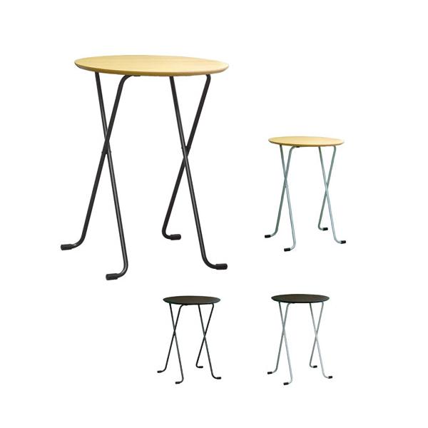 天然木丸型天板、ハイタイプのフォールディングテーブルです。折りたためば奥行約6cmなので収納場所も選ばず、ちょっとした隙間に収納できます。■商品番号RS-W-83■組立状態完成品（新品）■カラー天板：ナチュラル、ダークブラウンフレーム：ブラ...