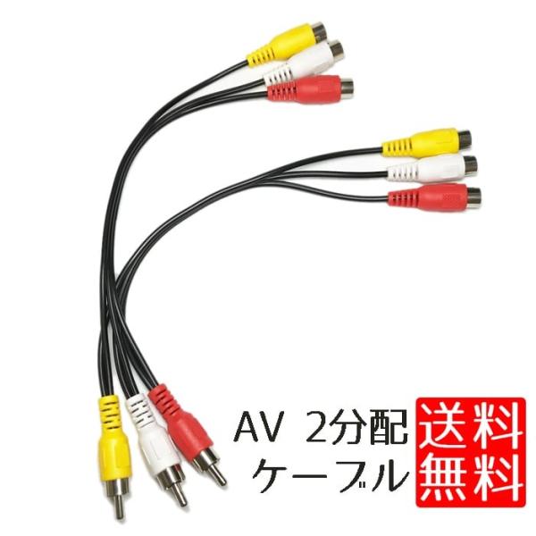 片側：ピンオス（３ピン）片側：ピンメス（３ピン×2）赤白黄の分配ケーブル全長約25cm※機種により正常に動作しない場合もございます。商品性格上ノイズが入る場合もございます。1台のプレイヤー等から2台のモニタに出力します。※逆にも使用可能な場...