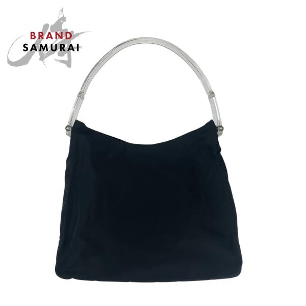 ■商品情報[管理番号]505396[ブランド]プラダ（PRADA）[対象]レディース[カラー]ブラック 黒[モデル]三角ロゴプレート[ライン]テスート[生産国]イタリア[シリアル]7[サイズ]W約27-33cm x H約27cm x D約1...
