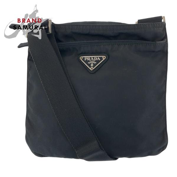 ■商品情報[管理番号]505729[ブランド]プラダ（PRADA）[対象]レディース[カラー]ブラック 黒 シルバー金具[モデル]三角ロゴプレート[ライン]テスート[生産国]イタリア[シリアル]31[サイズ]W約21.5cm x H約20c...