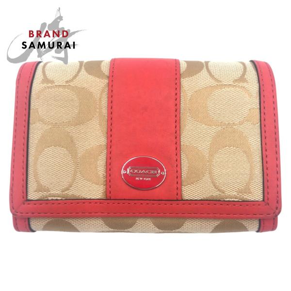 ■商品情報[管理番号]600281[ブランド]コーチ（COACH）[対象]レディース[カラー]ベージュ ピンク[モデル]シグネチャー[生産国]アメリカ[サイズ]W約14.5cm x H約11cmx D約4cm[素材]キャンバスレザー[仕様]...