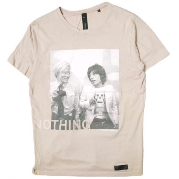 MESSAGERIE メッサジェリエ イタリア製 NOTHING フォトプリントTシャツ S ピンクベージュ 半袖 トップス g12932【サイズ】S 肩幅：約41cm 着丈：約64.5cm 身幅：約49cm 袖丈：約18.5cm【カラー】...