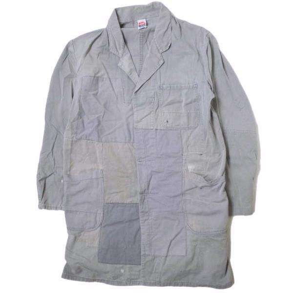 フレンチヴィンテージ BERUFS KLEIDUNGS PROFIS コットンツイル リペア＆パッチワークコート 50 FADE NAVY ユーロ BP SANFOR g13050【サイズ】50 肩幅：約45.5cm 着丈：約86cm 身幅...