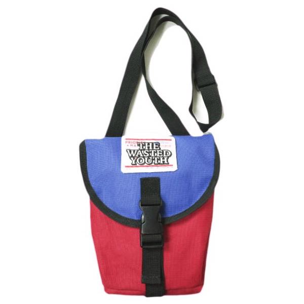 BLACK EYE PATCH x WASTED YOUTH ブラックアイパッチ 21SS 別注 PRIORITY LABEL SHOULDER BAG ミニショルダーバッグ RED/BLUE サコッシュ【サイズ】 幅18cm 高さ21cm...