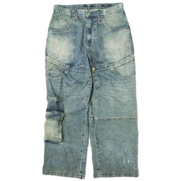 JADED LONDON ジェイデッドロンドン COLOSSUS FIT Remake Baggy Jeans リメイクバギージーンズ 32 Indigo ダブルニー カーゴ デニムパンツ【サイズ】32 ウエスト幅：約48cm 股上：約36...