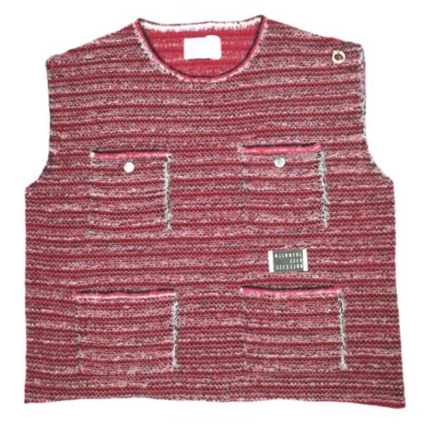 JUVENILE HALL ROLLCALL ジュベナイルホールロールコール 23AW オーバーサイズラメニットベスト 1953 Free RED セーター トップス g22882【型番】1953【サイズ】Free 肩幅：約61cm 着丈：...