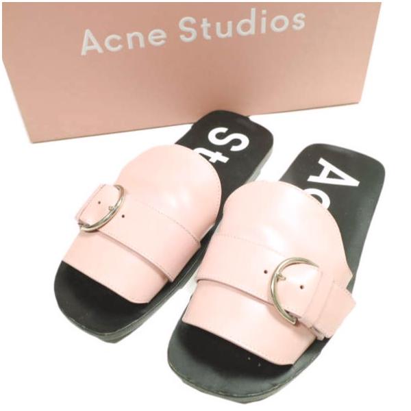 Acne Studios アクネストゥディオズ イタリア製 VIRGIE レザーフラットサンダル  38(24.5cm) PINK 定価51,840円 ベルト ロゴソール【参考定価】51,840円【サイズ】38(24.5cm) アウトソール...