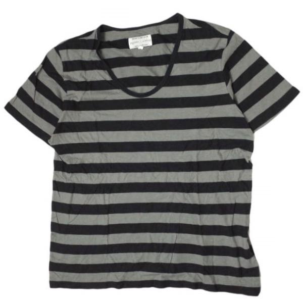 pyjama clothing ピジャマクロージング ベルギー製 Border ?U-Neck Tee ボーダーUネックTシャツ S グレー/ブラック 半袖 カットソー g9603【サイズ】S 肩幅：約40cm 着丈：約63cm 身幅：約5...