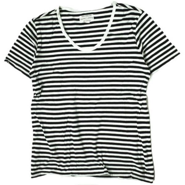 pyjama clothing ピジャマクロージング ベルギー製 Border ?U-Neck Tee ボーダーUネックTシャツ S ブラック/ホワイト カットソー g9605【サイズ】S 肩幅：約40cm 着丈：約63.5cm 身幅：約4...
