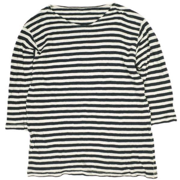 Violet Buffalo Wallows ヴァイオレットバッファローワローズ ボーダーリネンニットカットソー 086-38511 M NAVY/GRAY 七分袖 ドレステリア【型番】086-38511【サイズ】M 肩幅：約44.5cm ...