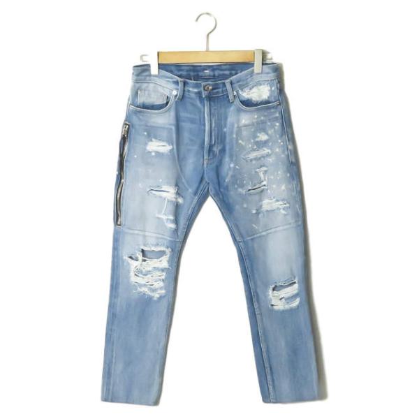 MR.COMPLETELY ミスタコンプリートリー アメリカ製 EMIRATES DISTRESSED クラッシュ加工デニムパンツ 28 インディゴ デストロイ ☆mc62136【参考定価】47,300円【サイズ】28 ウエスト幅：約40c...