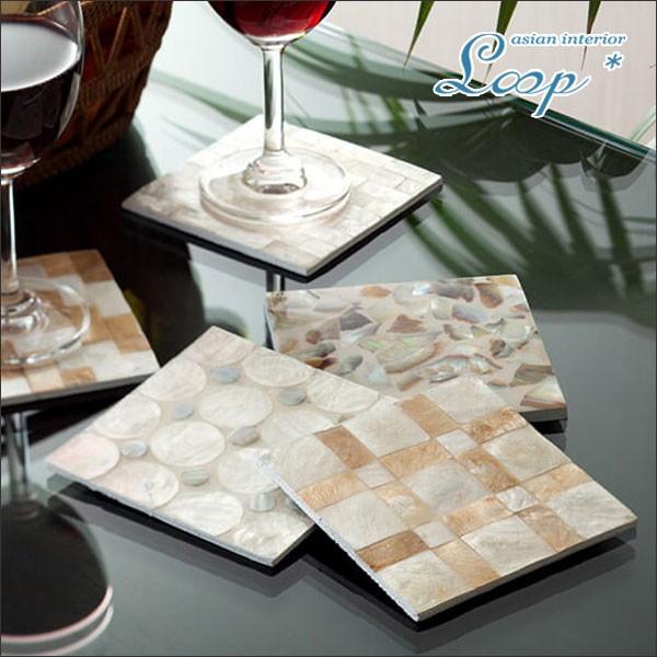 コースター カピス貝 シェル カピスシェル おしゃれ 貝殻 インテリア アジアン雑貨 バリ島 雑貨 アジアンテイスト 雑貨■サイズ横幅 10 X 奥行 10  X 厚み 0.5 cm■素材シェル、布■入数6枚（同じ柄が6枚入ったセット商品で...