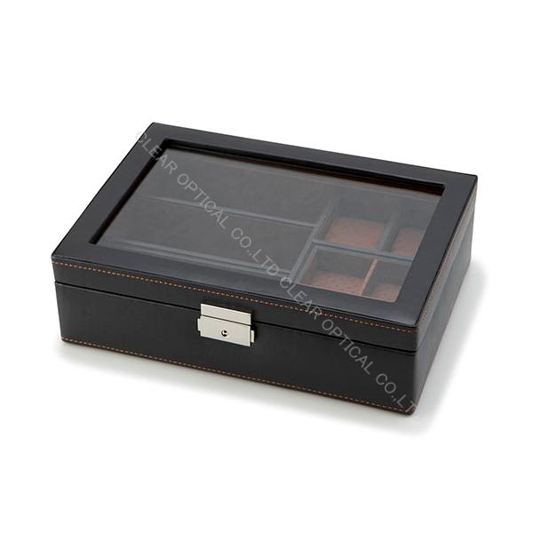 [送料無料]メガネ・老眼鏡・サングラス・メンズボックス…商品サイズ：高さ85×幅280×奥行210MM・重量：1,115G・材質：合成皮革(PU)、ポリエステル、スチール他・原産国：中国・特徴：小物入れ・インテリア・コレクション用に最適。※...