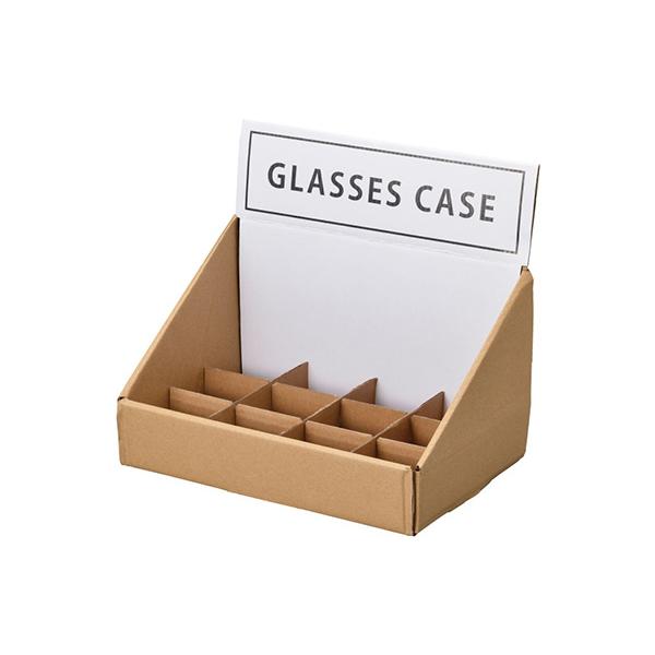 メガネケーススタンド(サングラスケーススタンド・老眼鏡ケーススタンド)…■サイズ：約W275xD175xH245mm　■素材：パルプ　■仕様：取り外し可能間仕切り付　■特徴：販売用ケースの陳列に。サービス用ケースをお選びいただく省スペース陳...