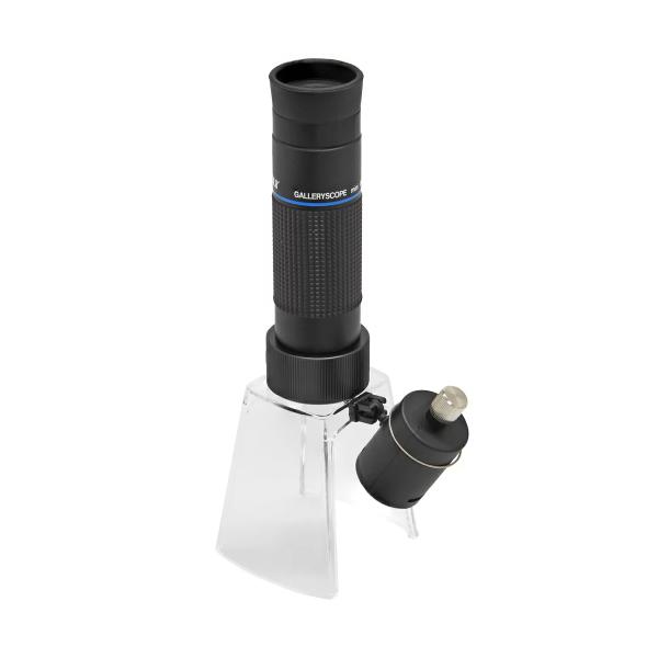 【単眼鏡 ギャラリースコープ 日本製 8倍 近距離30cm 遠近両用 スコープ】と【LEDライト付マイクロスタンド 高倍率25倍】のセット 印刷物 観察 鑑定 検査 弱視 高倍率を正立像で観察できる《ポイント》高倍率を高精度に検査ができるギ...