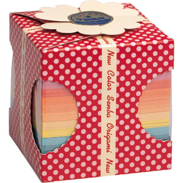 ●品名：ニューカラー千羽鶴用おりがみ●仕様：１５色●サイズ：縦７０×横７０ｍｍ●折り図付