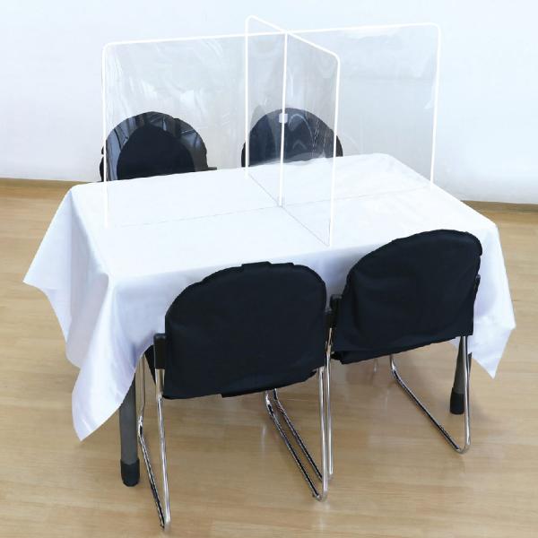 店舗やオフィスのウイルス対策に!●十字型の4人用パーテーション●拡張性に優れており、6人用、8人用など用途に応じてパーテーションを追加できます。●透明度の高いPET素材でアルコールや洗剤での清拭が可能●平たくたたんだ状態で保管できます。●角...
