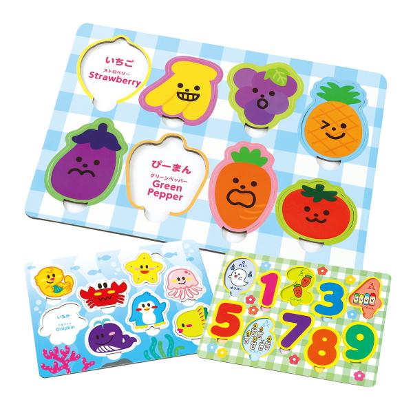 果物・野菜のえあわせパズル!ひらがな・英語も学習できる!商品サイズ:294×210×3.5mm■商品サイズ：294×210×3.5mm■重量：138g■材質：紙■生産国：中国