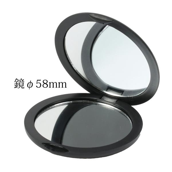 使い勝手の良い手のひらサイズのコンパクトなミラー!商品サイズ:φ69mm(鏡φ58mm)■商品サイズ：φ69mm(鏡φ58mm)■重量：41g■本体色：黒■材質：ABS■製造国：中国