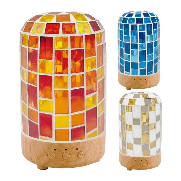 灯り木目調火を使わないキシマプレゼントアロマディフューザーLED,モザイク,USB芳香器,加湿器,アロマ,ディフューザー,間接照明,ルームフレグランスアロマディフューザーLEDモザイク｜USB間接照明キラキラきらめく間接照明に思わず見惚れる...