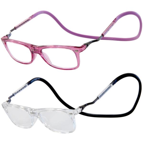 フロントフレームの中央がマグネット式で、簡単に掛け外しができる老眼鏡。ヒンジのパーツがワイドに！より一層かけやすくなりました。■サイズ：開いた時：158×160×40(mm)閉じた時：140×35×40(mm)■材質：フレーム/ポリカーボネ...