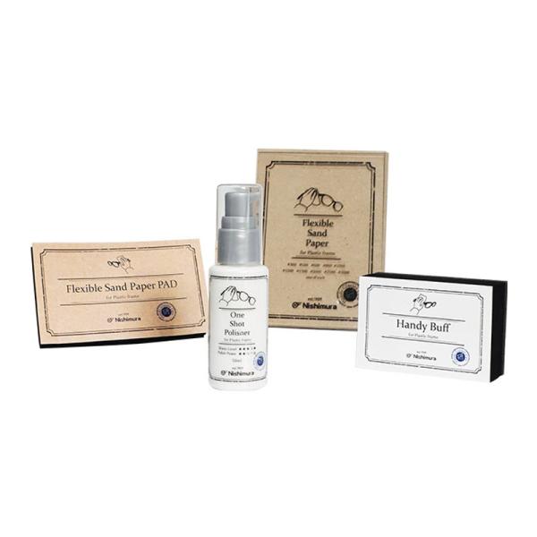 セル・アセチ用、眼鏡艶出し用ツール、フルセット■セット内容：1037-Aフレキシブルサンドペーパーアソートセット1037-Bフレキシブルサンドペーパー用パッド1037-Nワンショットポリッシャーノーマル1037-Sハンディバフ■注意事項：艶...