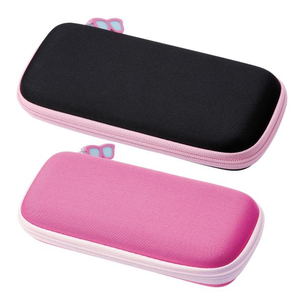 メガネ型のファスナーチャームがカワイイ!内寸(約):W150×D60×H28mm■素材：EVA/ナイロン■鼻当：なし■内貼り：ブラック■重量：約32g■内寸(約)：W150×D60×H28mm■その他：ファスナー式、セミハードめがね入れ物ケース