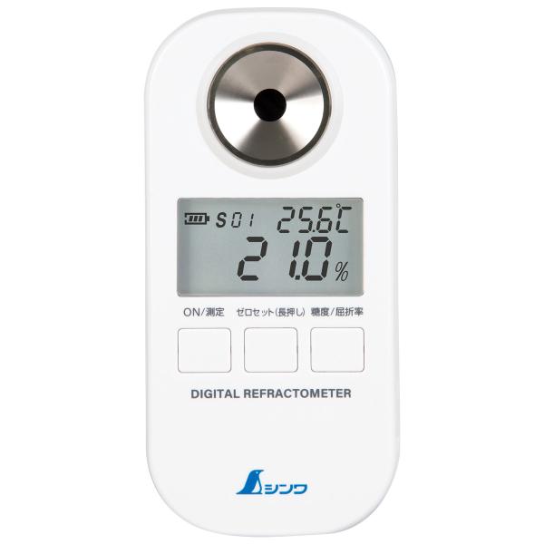 とうどけい甘さ食べ物健康 糖度(Brix値)が一目でわかるデジタル表示です。文字高約10mmの大型液晶表示を採用しました。本体サイズ:120×58×25mm■測定範囲：糖度(Brix値)/0〜53%屈折率/1.3330〜1.4265温度/0...