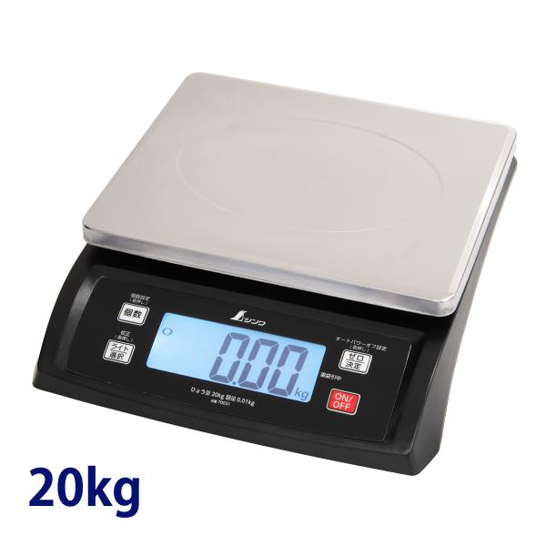 文字高30mmで大きく見やすい液晶を採用しました。風袋引機能付で容器の重さを引いた測定ができます。軽量タイプ。本体サイズ:64×234×246mm■ひょう量：20kg■最小測定量：0.04kg■精度：±0.03kg■目量：0.01kg■使用...