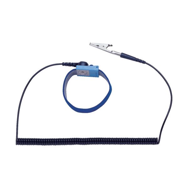 電子機器 静電気対策用品 リスト・フットストラップ ●人体の静電気帯電を防止するリストトラップです。電子部品の取り扱い作業者に最適です。●ジャストフィット・長寿命です。●半導体工場・精密機器組み立て工場での静電気除去。●コイル部長さ(cm)...