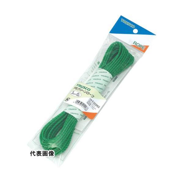 梱包用品 シート・ロープ ロープ ●水に浮き、濡れても硬くなりにくいため強度変化が少ないです。●屋外の柵用。●防球・園芸ネットの補修。●造園、ゴルフ場の区画整理。●色：緑●線径(mm)：6●長さ(m)：10●包装形態：袋入●ロープの打ち方：...