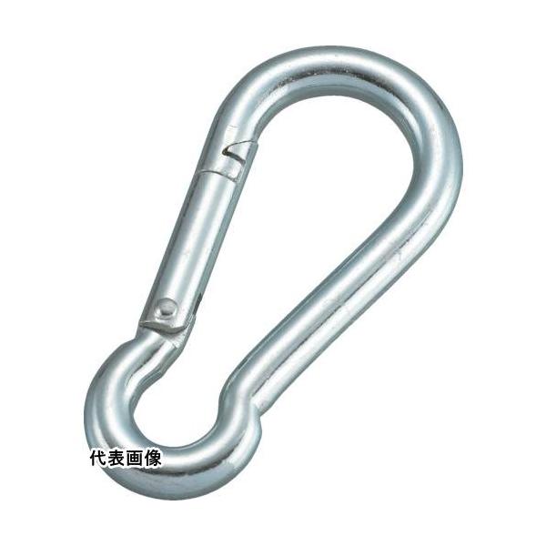 金物・建築資材 建築金物 荷役金具 ●スタンダードなスプリングフックです。●チェーン・ワイヤ・ロープなどの連結や、端末の金具のジョイントに。●使用荷重(kN)：0.7●D(mm)：8●L(mm)：80●A(mm)：9●W(mm)：24●E(...
