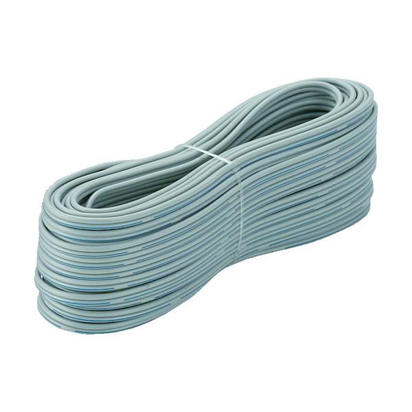 電子機器 電設配線部品 電線 ●通信用屋内線として2芯の導体にビニール絶縁を平行に被覆した構造です。●保安器と電話器間やチャイム線として。●色：灰●芯数：2●全長(m)：10●定格：100V未満の弱電流通信用●外径寸法(mm)：約2×4●絶...