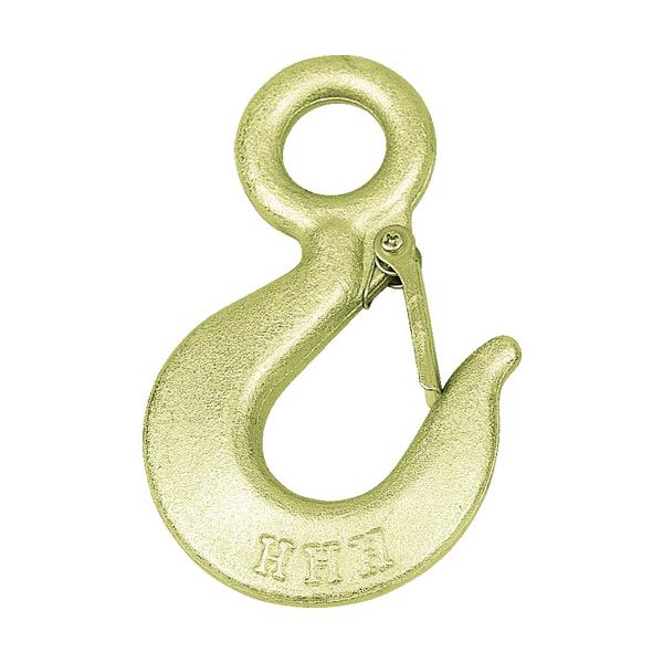 荷役用品 吊りクランプ・スリング・荷締機 フック ●メッキ加工をしています。●ワイヤロープ、チェーンなどの先端金具。●基本使用荷重(t)：1.0●寸法(mm)C：24●寸法(mm)D：23●寸法(mm)H：125●寸法(mm)L：81●ラッ...