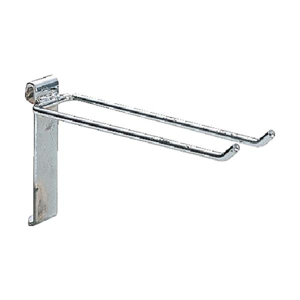物流・保管用品 工場用保管設備 陳列機器 ●フック寸法 径×長さ(mm)：6×200●最大積載量(kg/個)：2●タイプ：2本爪●スチール（クロムメッキ仕上げ）
