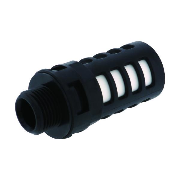 空圧用品 空圧・油圧機器 サイレンサ・エキゾーストクリーナ ●消音効果が優れています。●長寿命です。●減音量(dB)：20●有効断面積(［［ＭＭ２］］)：62●接続口径：G3/8B(取付部ねじサイズRc3/8)●全長(mm)：58.0●使用...