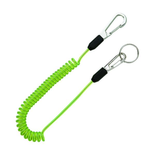 保護具 墜落・落下防止用品 安全ロープ ●ナスカン部に独自のコンパクトな樹脂金具を採用しています。●ワイヤーとポリウレタンがはく離しない一体成型加工品です。●高所作業での工具落下防止に。●工具、計量小物の紛失防止に。●色：イエローグリーン●...