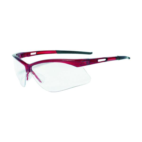 保護具 保護メガネ・防災面 二眼型保護メガネ ●ストレートツル設計で掛け外しがスムーズです。●柔らかいノーズパッド採用でフィット感抜群です。●UVカット(99.9%)仕様のレンズです。●レンズ色：クリア●テンプル色：レッド●フレーム色：ブラ...