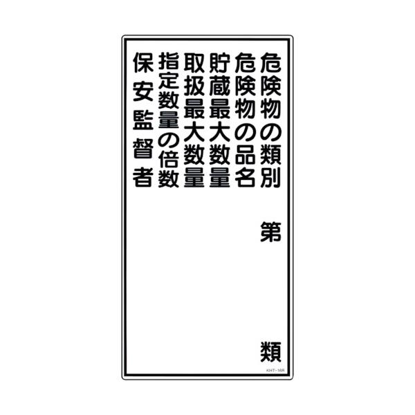 安全用品 標識・標示 安全標識 ●熱圧着一体成型(ラミ加工)により文字を封入しているため、摩擦による文字消えはありません。●危険物の規制に関する規則および火災予防条例に基づく標識です。●当該情報の明示(指示)に。●表示内容：危険物の類別●取...