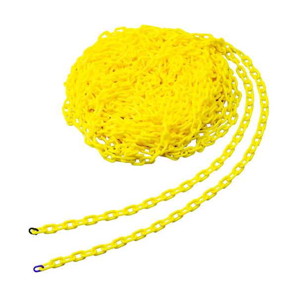 安全用品 安全用品 プラチェーン ●プラスチック製で軽量タイプのチェーンです。●使用場所に応じて必要な長さにカットできます。●人の誘導や進入禁止用の間仕切り。●色：イエロー●径(mm)：6●長さ(m)：30●ポリエチレン（PE）●吊り下げ用...