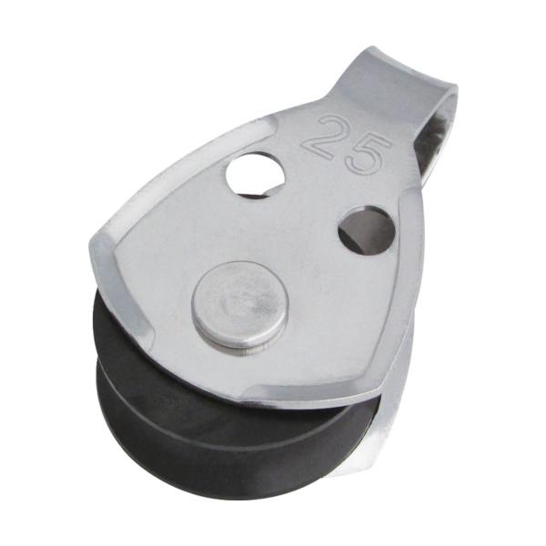 荷役用品 吊りクランプ・スリング・荷締機 滑車 ●小型・軽量の滑車です。●ロープ用調整滑車として。●基本使用荷重(t)：0.03●最大使用ロープ径(mm)：7●車数：1●車径(mm)：25●車溝幅(mm)：7.5●寸法(mm)A：45.5●...