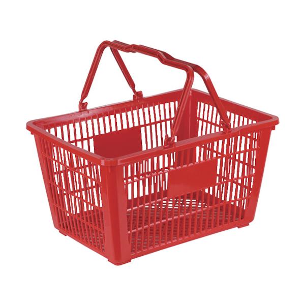 物流・保管用品 コンテナ・パレット メッシュコンテナ ●オールプラスチック製で軽量です。●スーパー・コンビニなどの買物用カゴ。●容量(L)：24●色：レッド●外形寸法(mm)間口：446●外形寸法(mm)奥行：338●外形寸法(mm)高さ：...