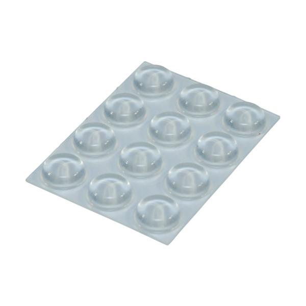 金物・建築資材 建築金物 ドアストッパー ●粘着付なので貼るだけで施工は簡単です。透明なので、使用場所を選びません。●戸当、当り止めに。●色：透明●幅(mm)：12.8●奥行(mm)：12.8●高さ(mm)：4.2●形状：丸●ポリウレタン