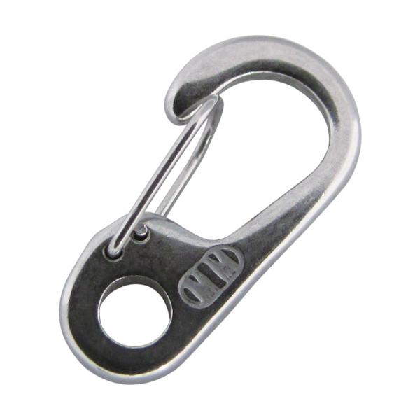 金物・建築資材 建築金物 荷役金具 ●フック部とチェーン・ロープを入れる部分が分かれています。●SUS316で、耐食性に優れます。●産業機械関連、工具などの脱落防止用の補助金具として。●使用荷重(kN)：0.02●D(mm)：3.5●L(m...