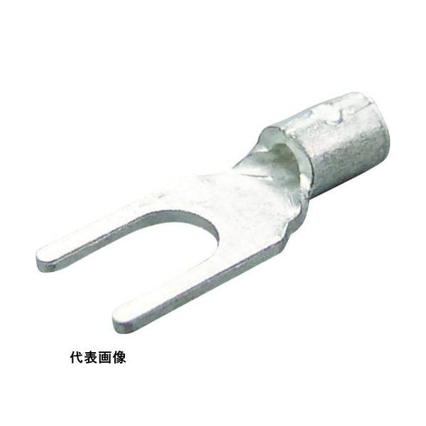 電子機器 電設配線部品 接続端子 ●接触面(舌部)の取り付け穴の一方が開いており、ねじを完全に外さなくても取り付けることができる裸圧着端子です。●軟鋼のより線、または単線の電線の接続に。●電線抱合範囲 単線(mm)：1.14〜1.82●電線...