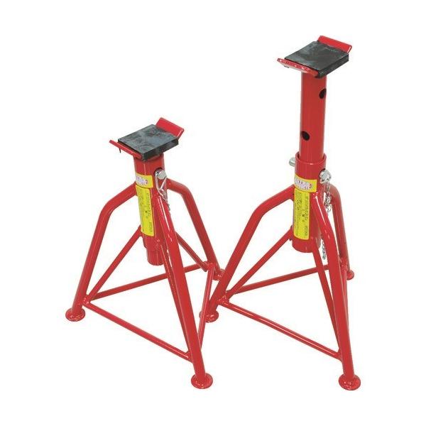 手作業工具 車輌整備用品 車輌整備用工具 ●車輌をジャッキアップした際に、保持するリジットラックです。●段階ごとに高さを調整して、ピンで固定できます。●ゴムパッド付なので、当たり面に傷を付けにくくなっています。●作業時の車体の保持に。●全長...